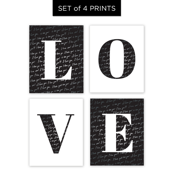 LOVE Letters - Set of 4 Prints – InspiredPosters